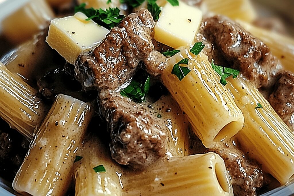 Garlic Parmesan Beef with Rigatoni Recipe - Savory Discovery