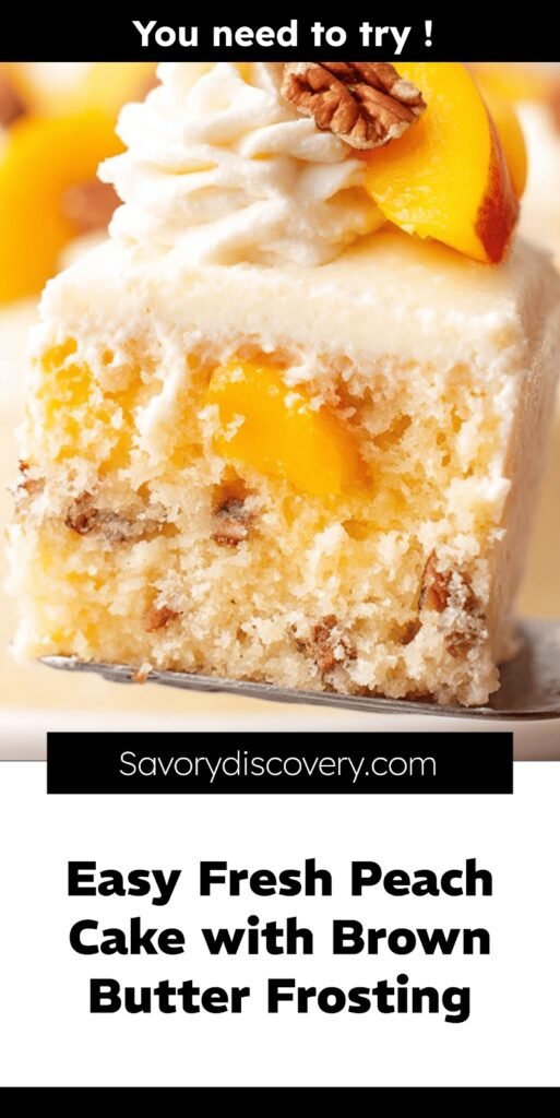 Easy Fresh Peach Cake with Brown Butter Frosting – Savory Discovery