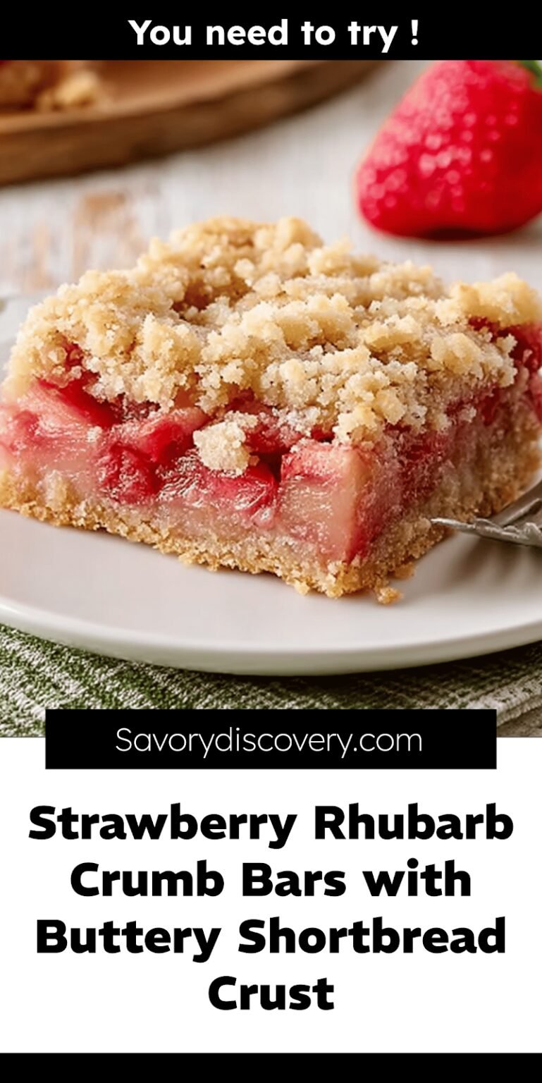 Strawberry Rhubarb Crumb Bars with Buttery Shortbread Crust – Savory Discovery