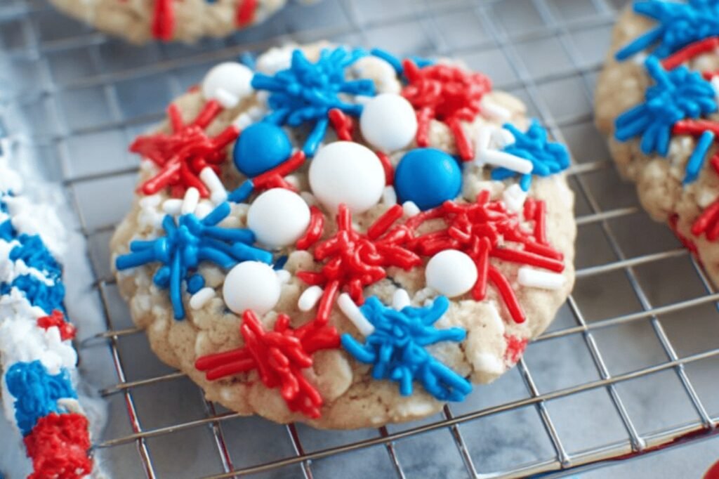 Red White and Blue Firework Cookies - Savory Discovery