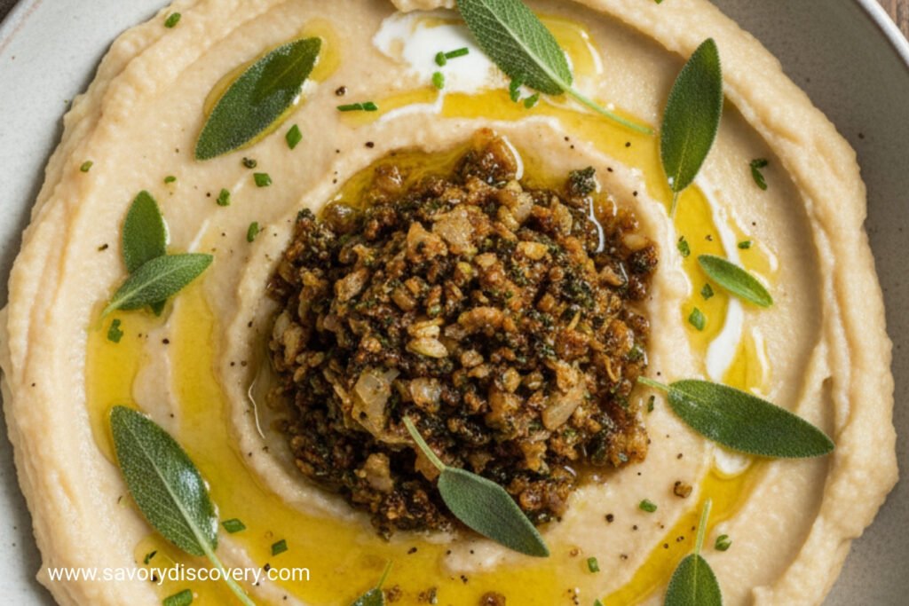 Creamy Celery Root Puree with Crispy Sage Topping - Savory Discovery