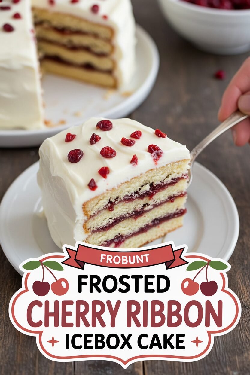 Frosted Cherry Ribbon Icebox Cake – Savory Discovery