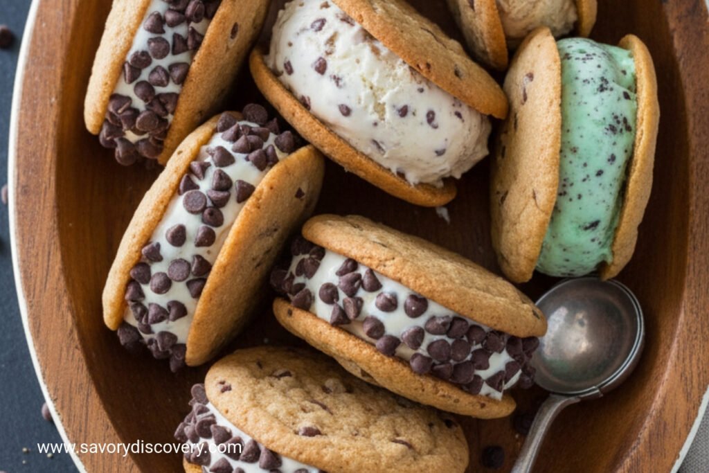 Frosted Snowdrift Cookie Ice Cream Sandwiches - Savory Discovery