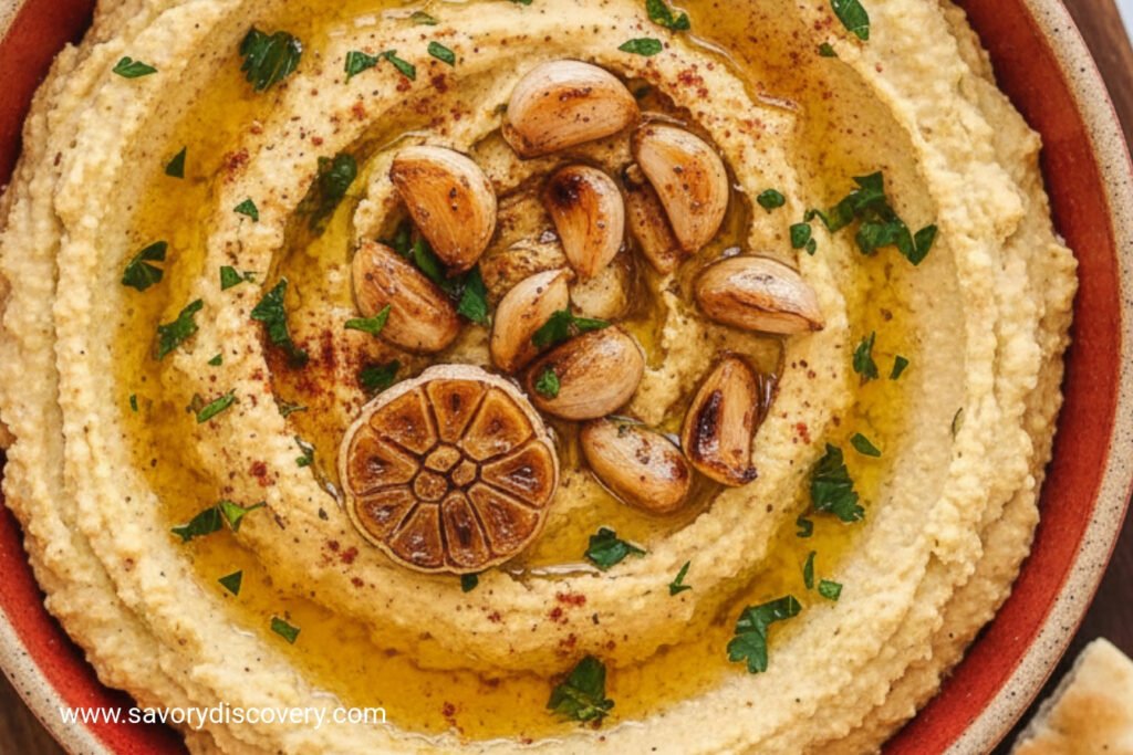 Garlic Glow Holiday Hummus - Savory Discovery