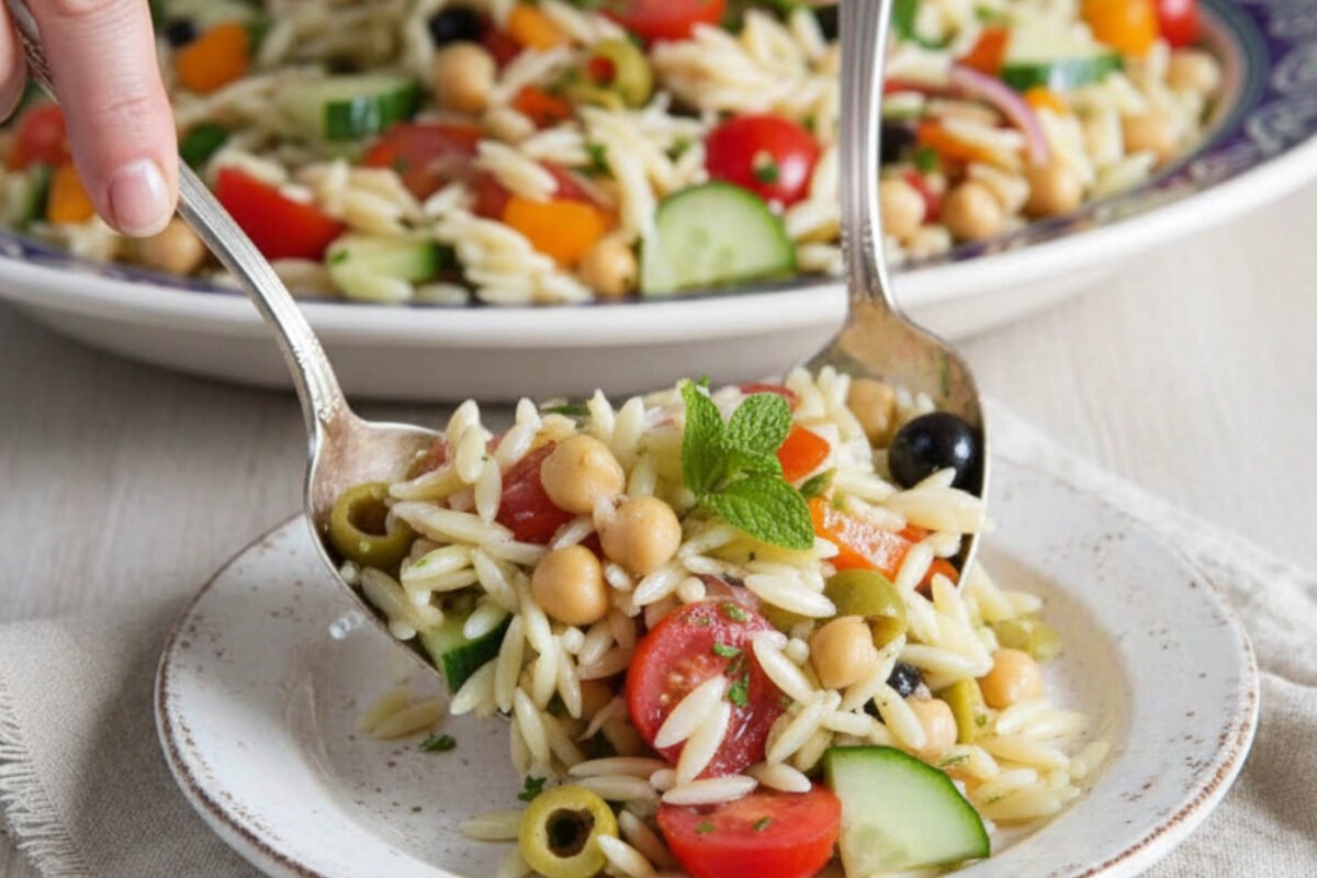 Quick Mediterranean Orzo Salad with Cucumbers and Tomatoes - Savory ...