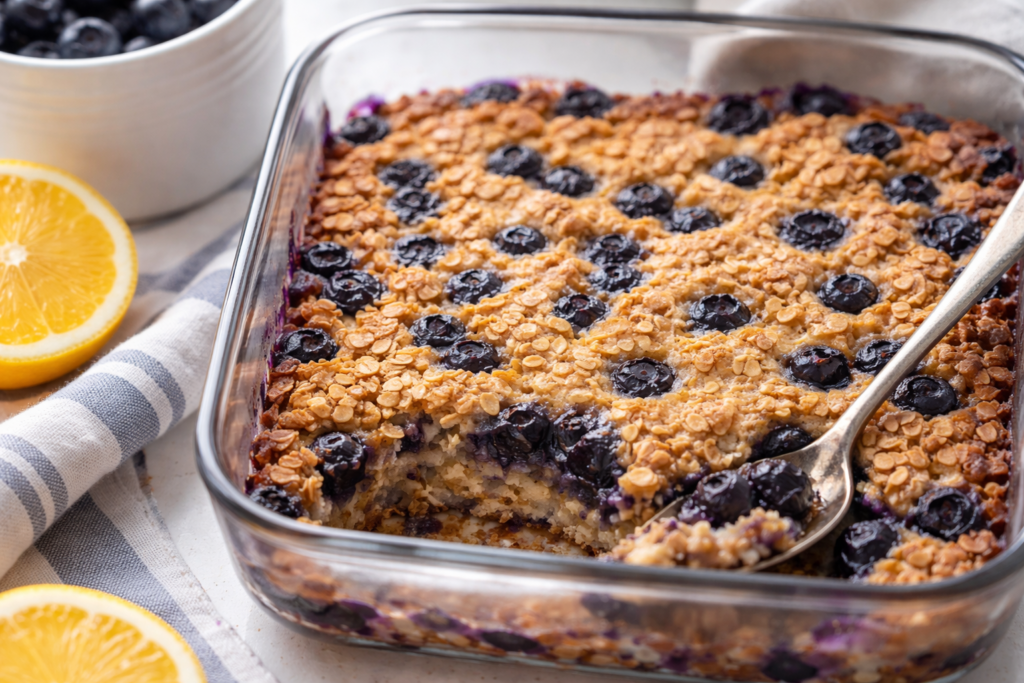 Blueberry Lemon Baked Oatmeal for a Sunny Morning