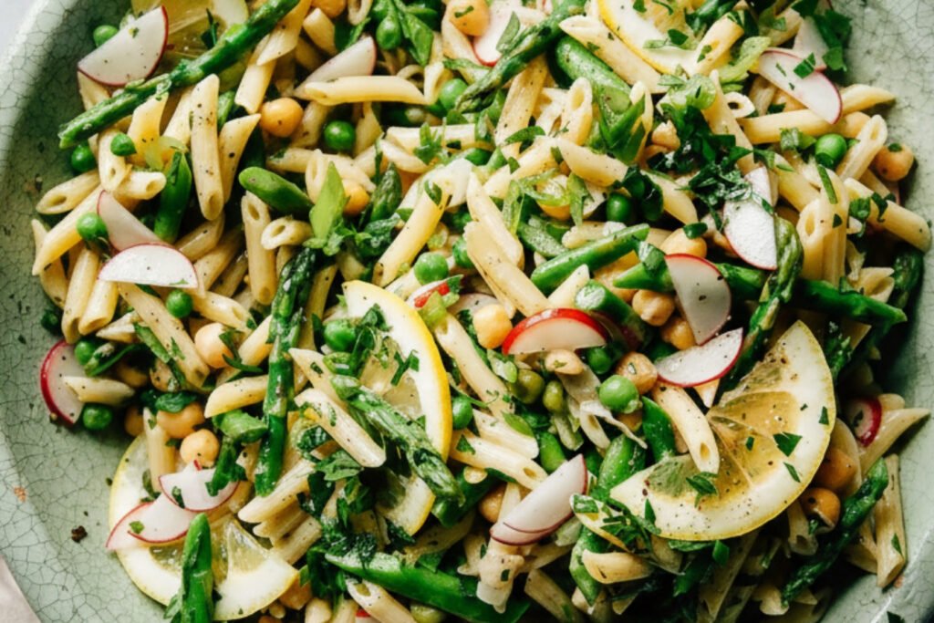 Lemon Herb Pasta Salad Primavera - Savory Discovery